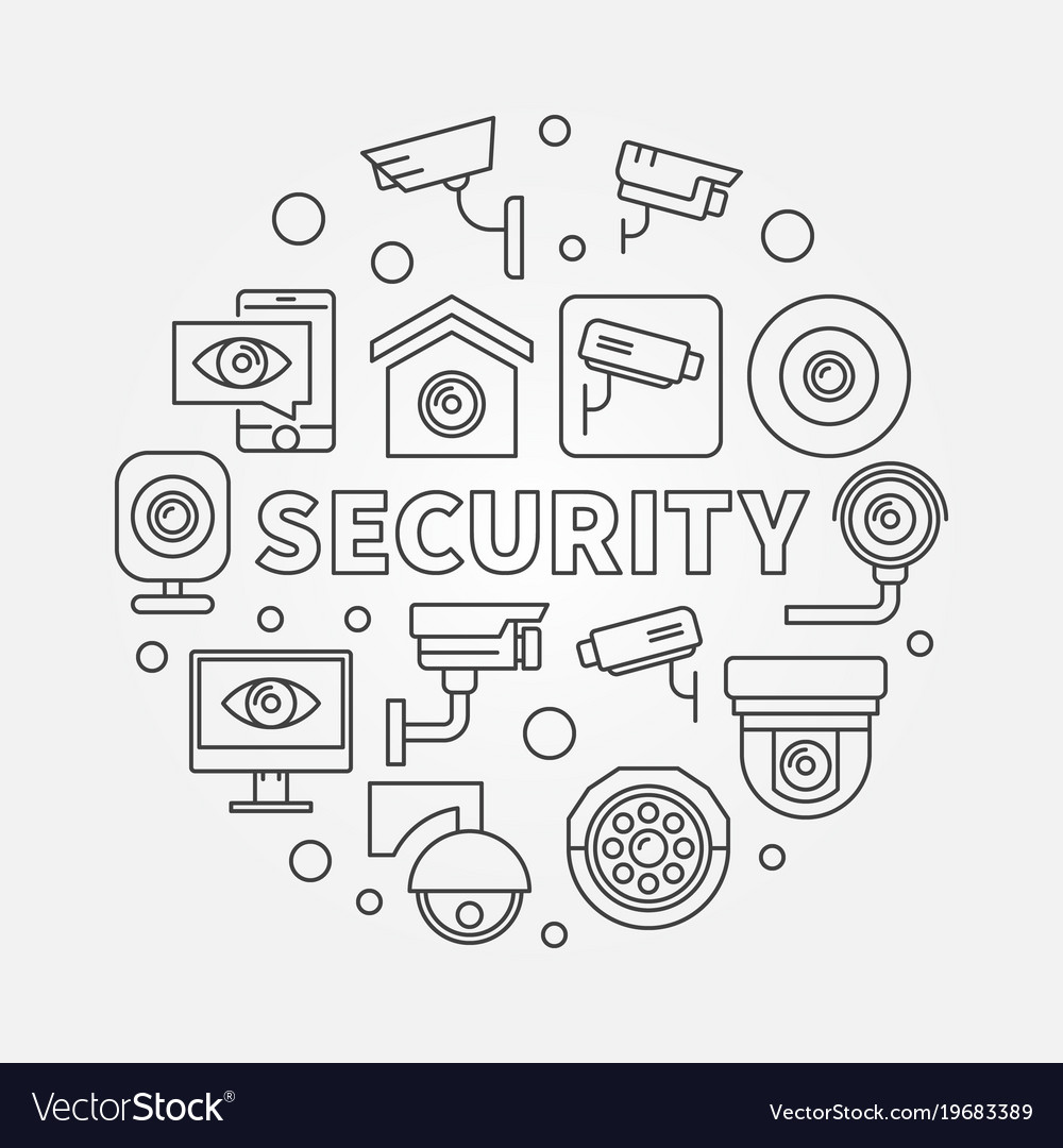 Security round concept linear Royalty Free Vector Image