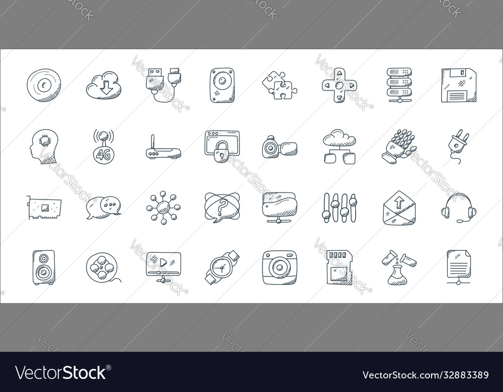 Technology line icons linear set quality line set Vector Image