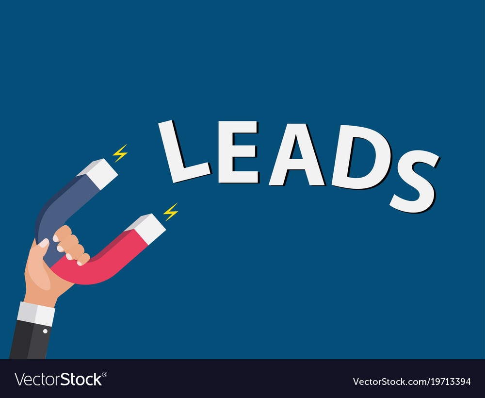 Business concept of hand hold magnet attract leads Business concept of hand hold magnet attract leads