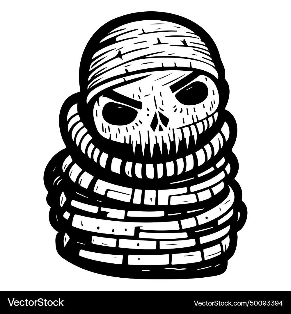 Halloween mummy scary sketch draw Royalty Free Vector Image