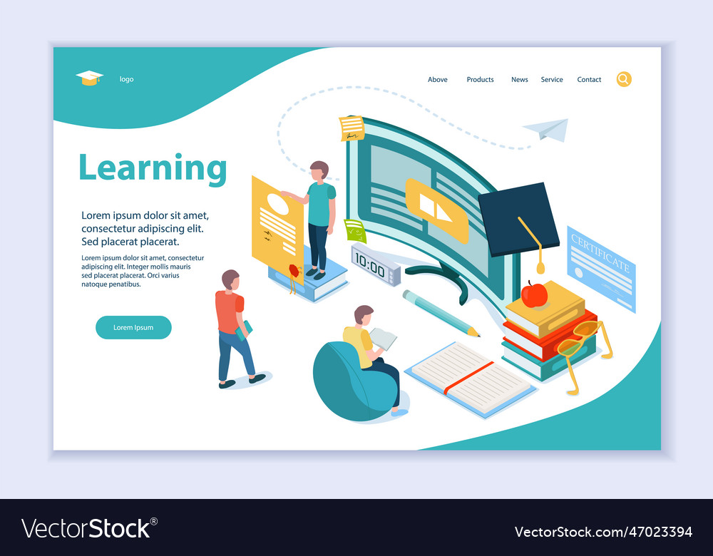 Learning concept 3d isometric Royalty Free Vector Image