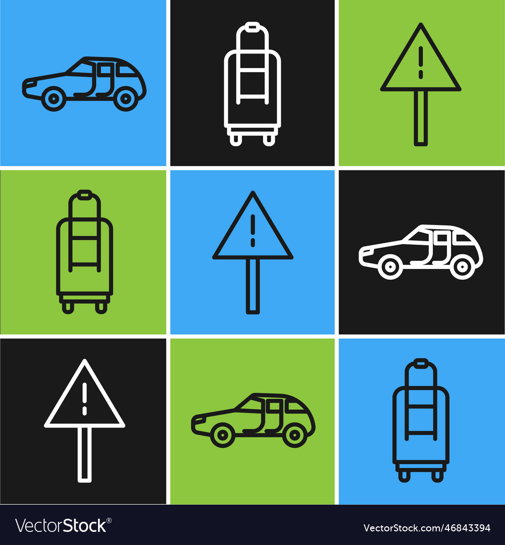 set-line-car-exclamation-mark-in-triangle-vector-image