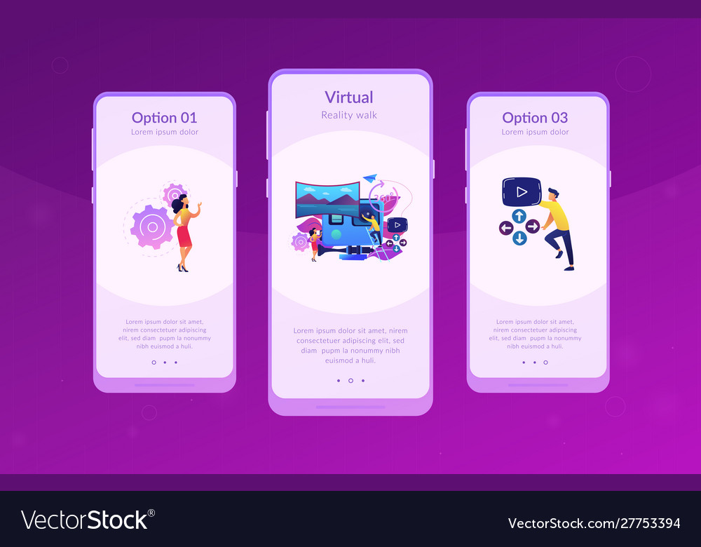 Virtual tour app interface template Royalty Free Vector