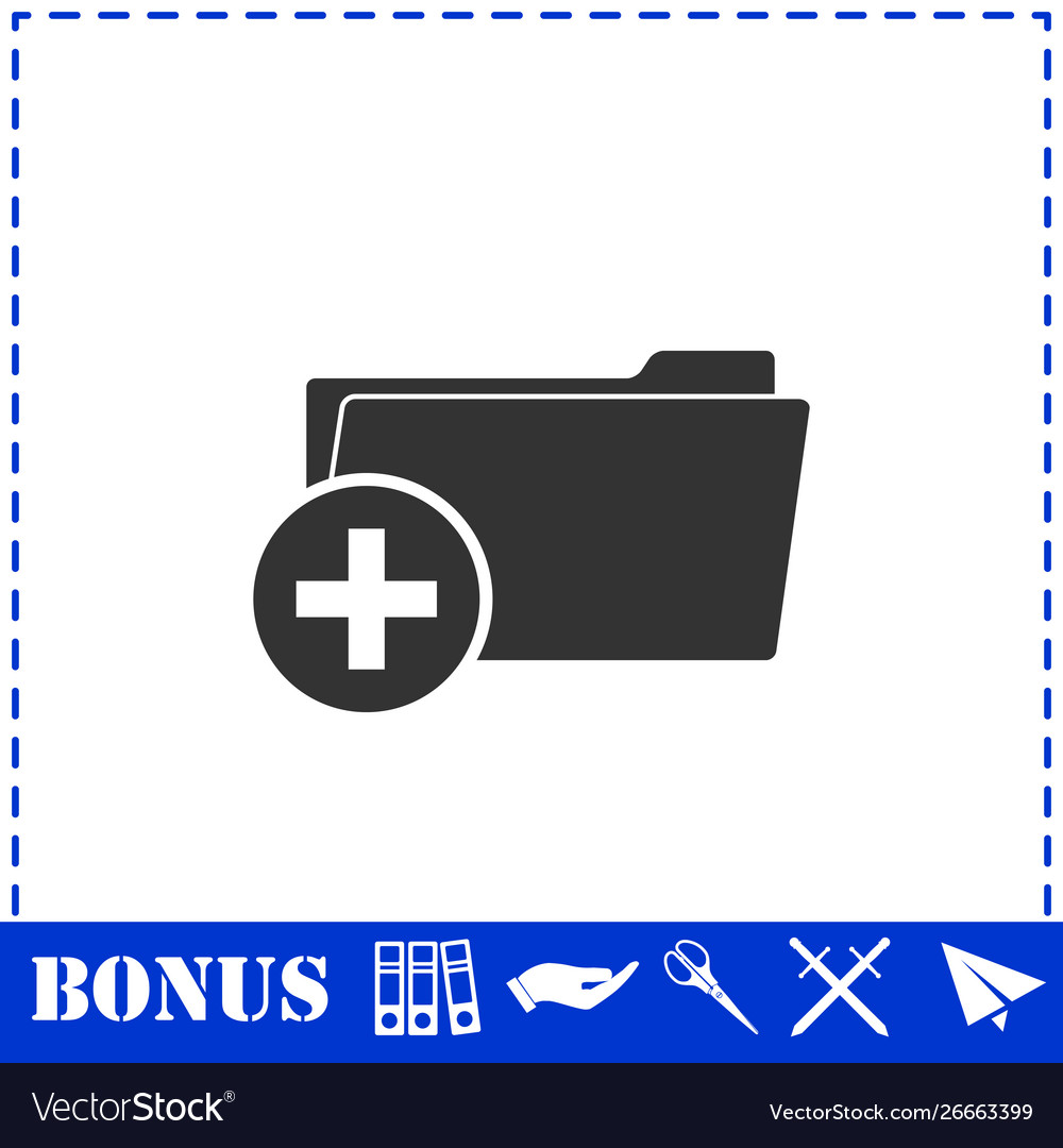 Add folder icon flat Royalty Free Vector Image