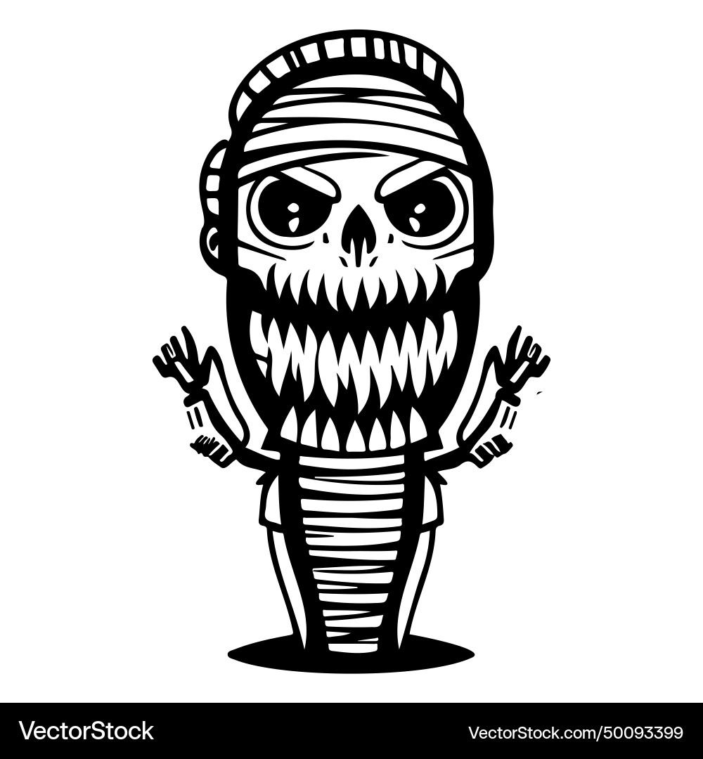 Halloween mummy scary sketch draw Royalty Free Vector Image