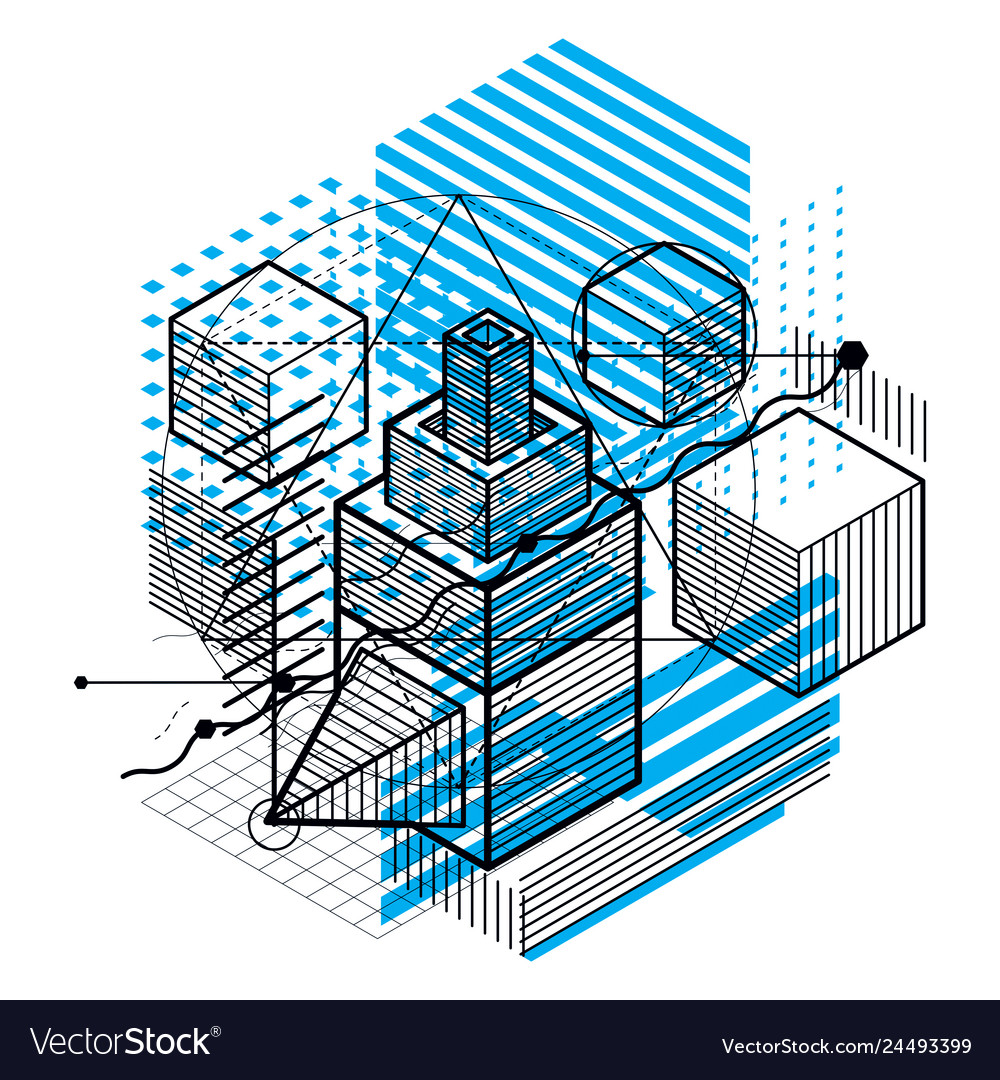 Isometric abstraction with lines and different Vector Image