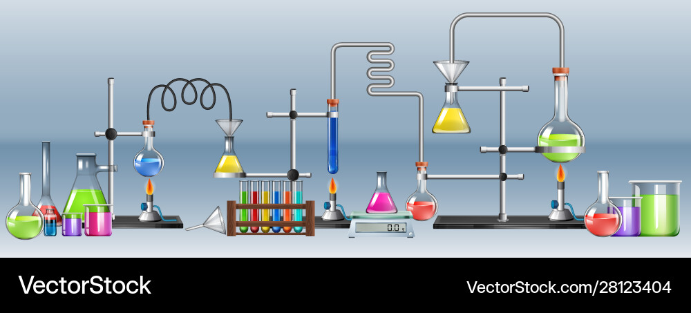 Science lab with many equipments Royalty Free Vector Image