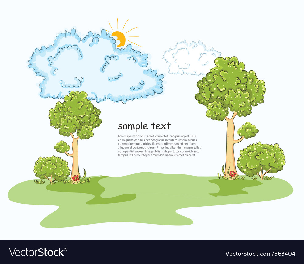 Trees with clouds Royalty Free Vector Image - VectorStock