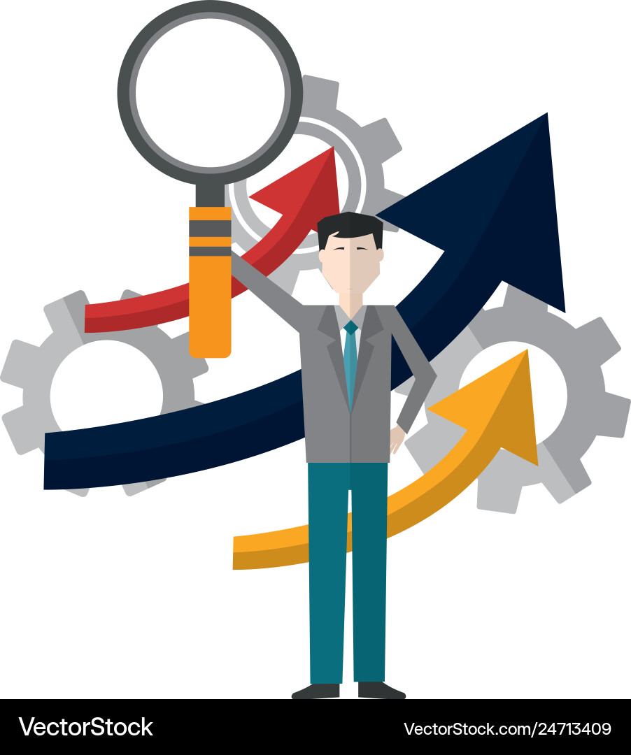 Businessman with magnifying glass isolated icon Vector Image