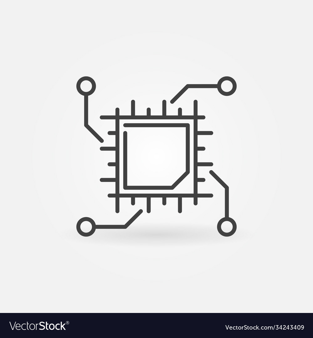 Chip Or Processor Concept Outline Icon Royalty Free Vector