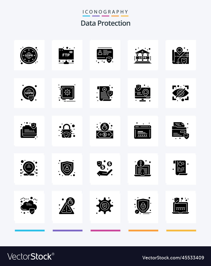 Creative data protection 25 glyph solid black Vector Image