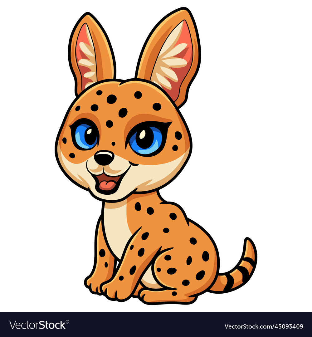 Cute Serval Cat Cartoon Sitting Royalty Free Vector Image