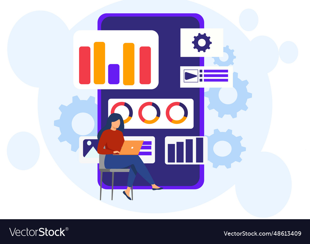 Image of web programmer working on laptop Vector Image