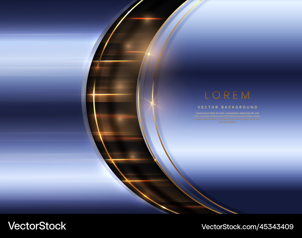 Luxury 3d gold border blue circles with glow Vector Image