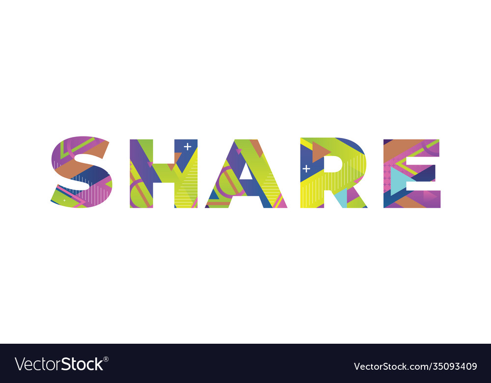 Share concept retro colorful word art Royalty Free Vector Share concept retro colorful word art Royalty Free Vector