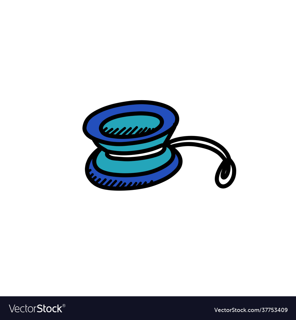 Yoyo toy doodle icon color line Royalty Free Vector Image
