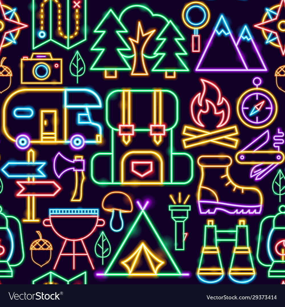 Camping seamless pattern Royalty Free Vector Image