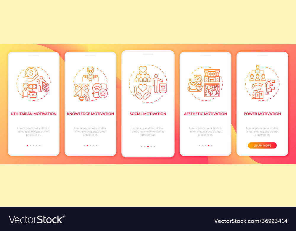 Motivational factors onboarding mobile app page Vector Image