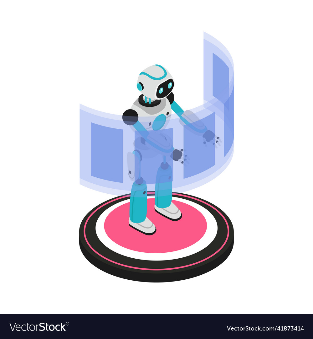 Robot holographic platform composition Royalty Free Vector Robot holographic platform composition Royalty Free Vector