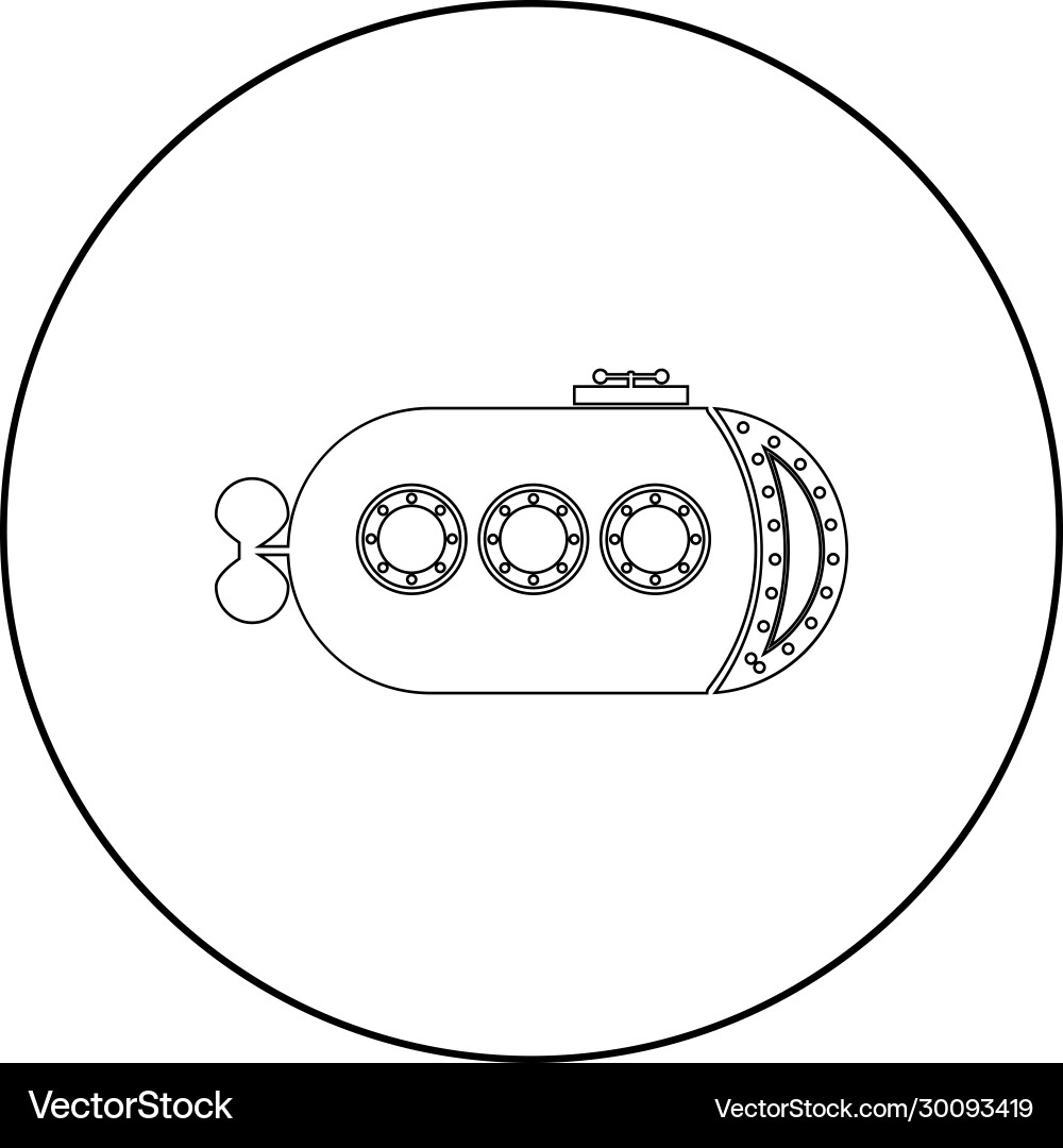Bathyscaphe underwater boat ship submarine icon Vector Image