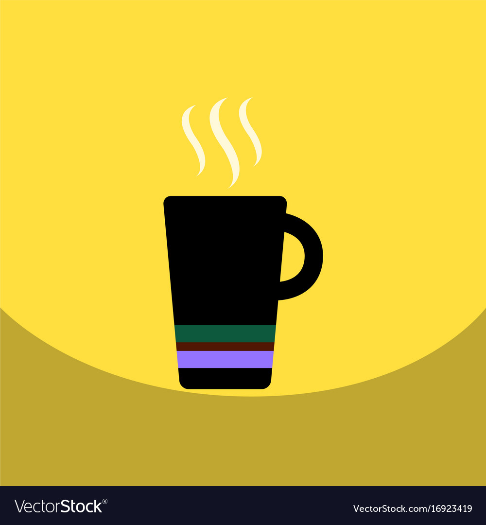Flat icon design collection cup of hot coffee Vector Image