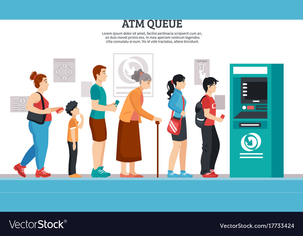 Atm queue Royalty Free Vector Image - VectorStock