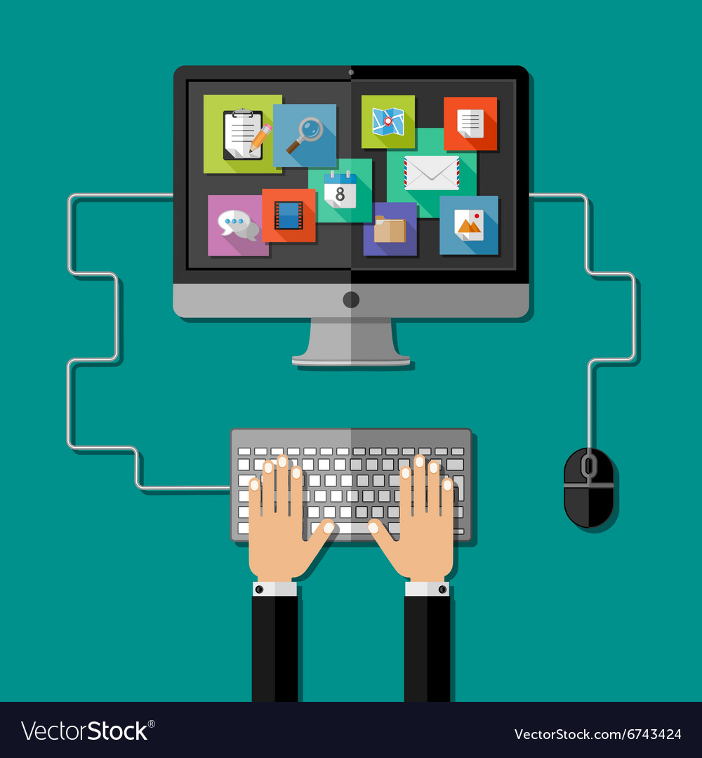 Computer workplace Royalty Free Vector Image - VectorStock