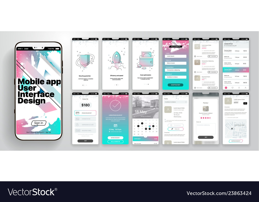 Design of the mobile application ui ux a set of Vector Image