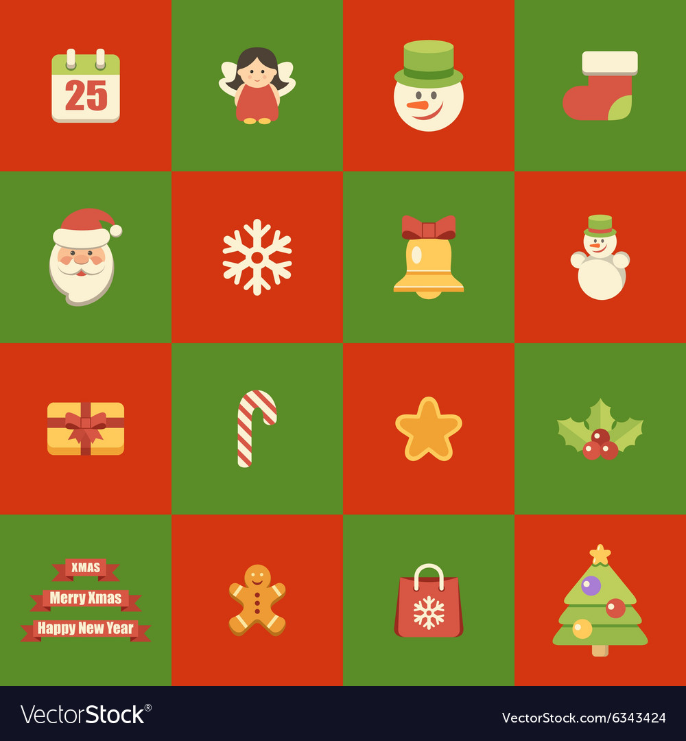 Flat icons christmas set Royalty Free Vector Image