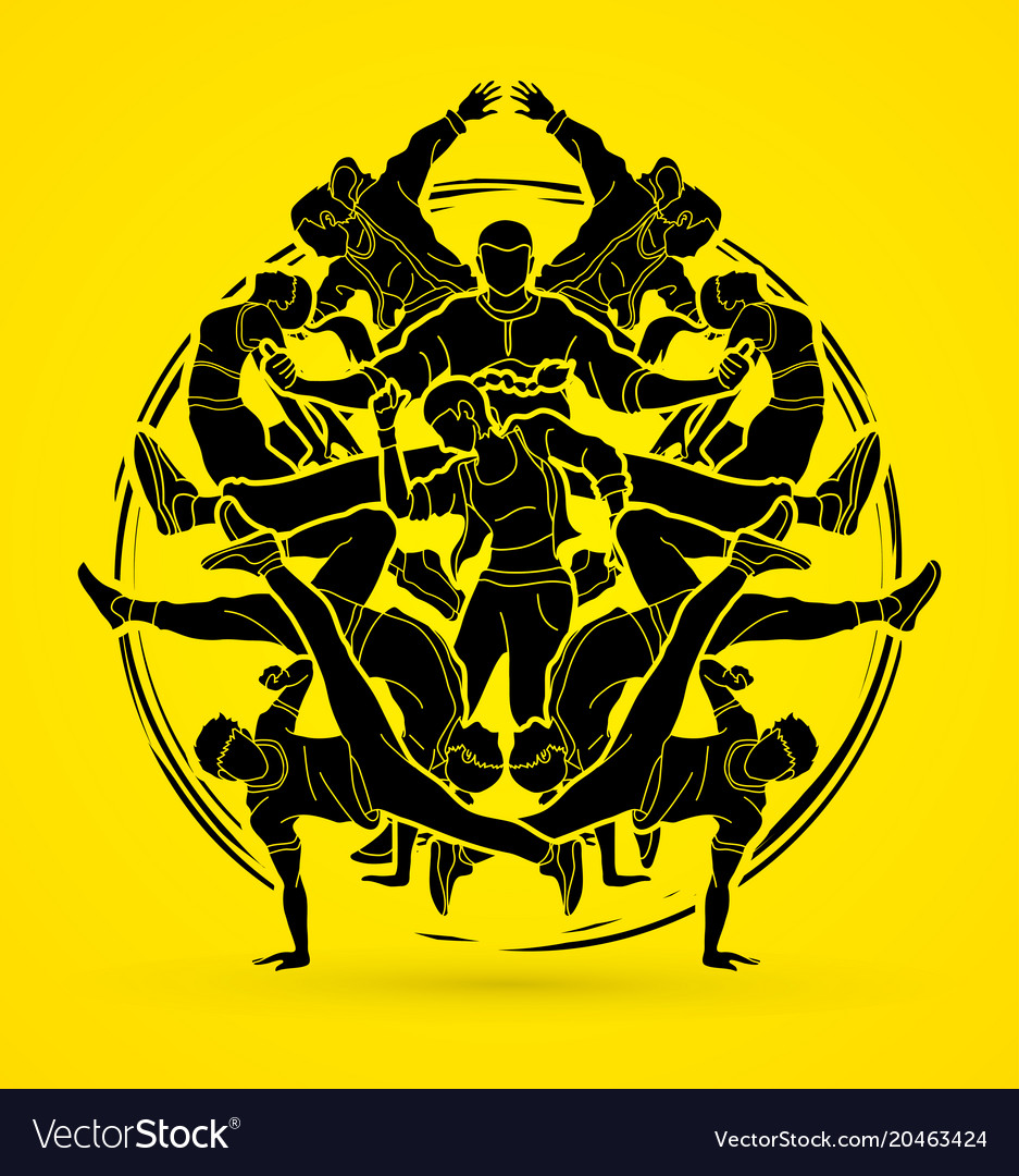 Group Of People Dancing Action Royalty Free Vector Image
