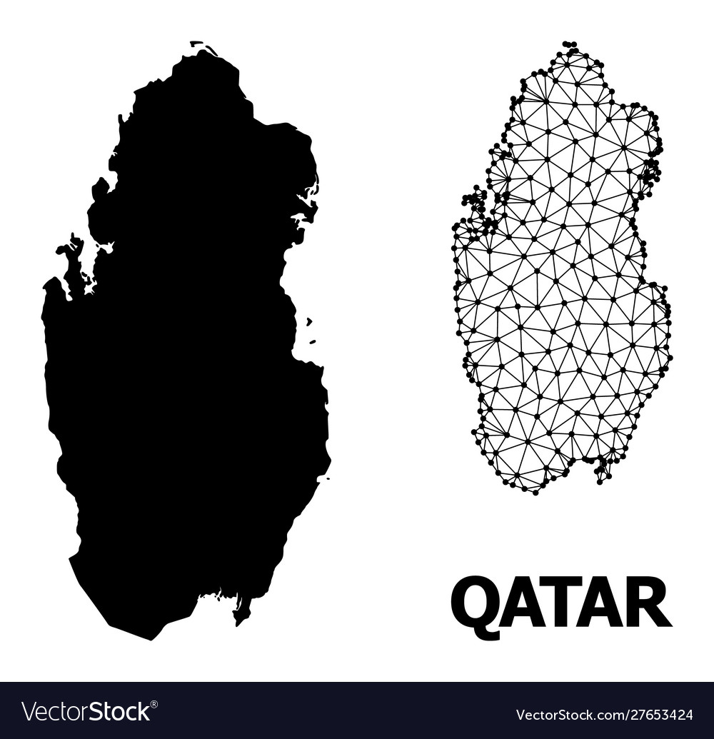 Solid and wire frame map qatar Royalty Free Vector Image