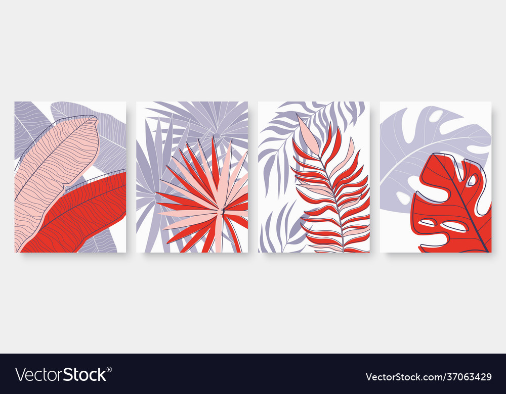 Abstract tropical palm tree leaves set template Vector Image Abstract tropical palm tree leaves set template Vector Image