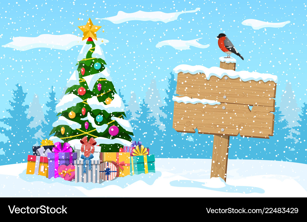 Christmas winter landscape Royalty Free Vector Image