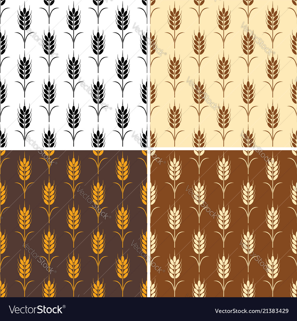Collection seamless repeating wheat patterns Vector Image