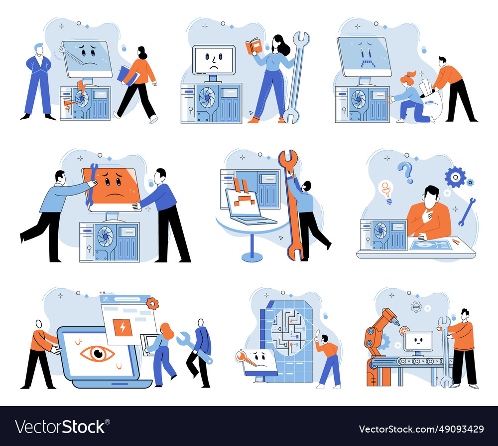 Computer troubleshooting Royalty Free Vector Image Computer troubleshooting Royalty Free Vector Image
