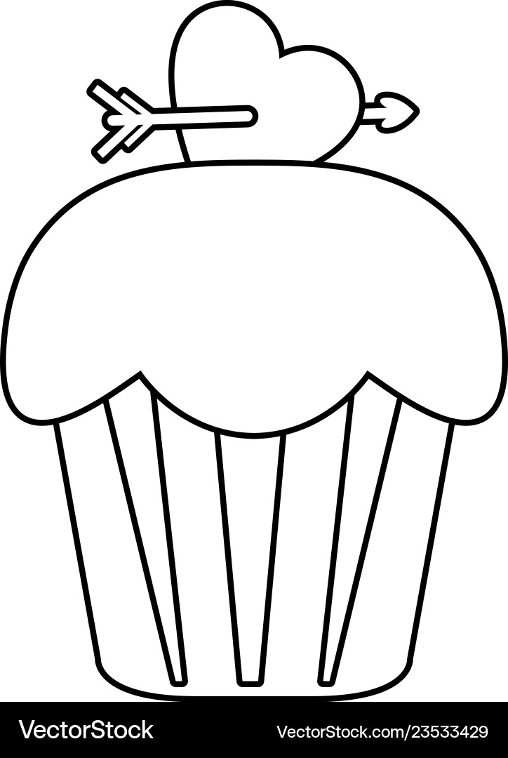 Sweet cupcake heart arrow Royalty Free Vector Image