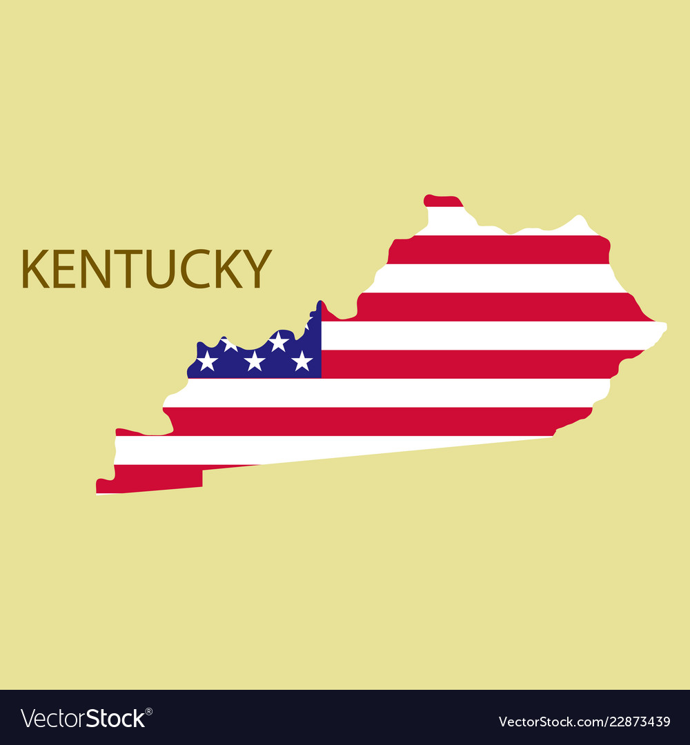 Kentucky state of america with map flag print Vector Image