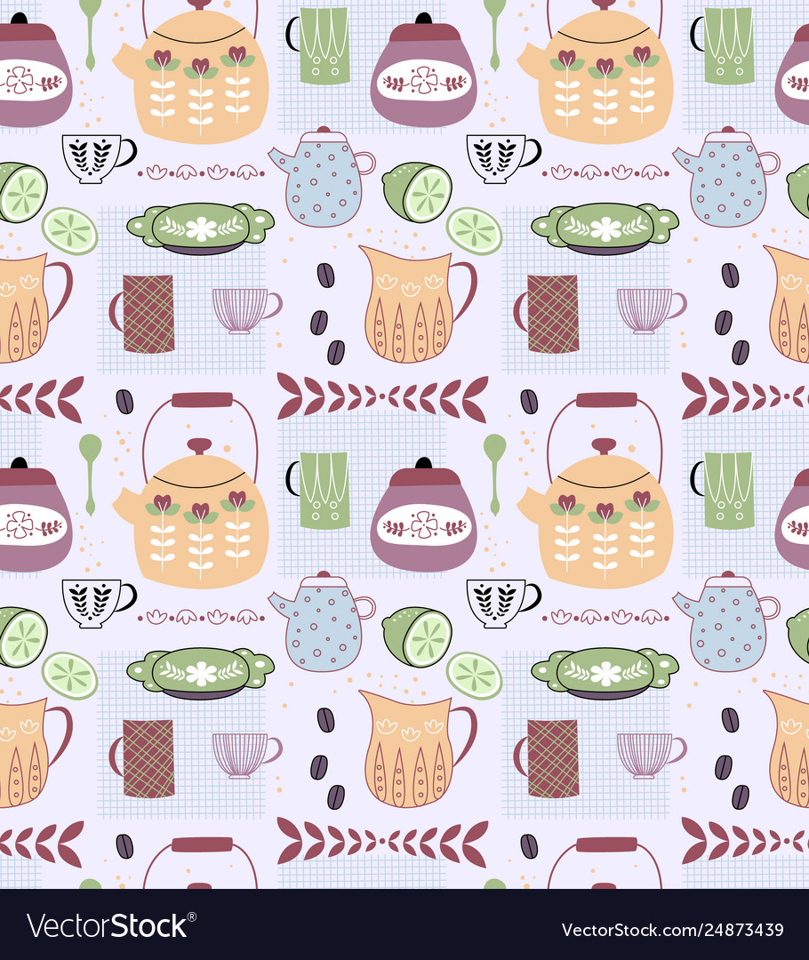 Kitchen pattern flat Royalty Free Vector Image