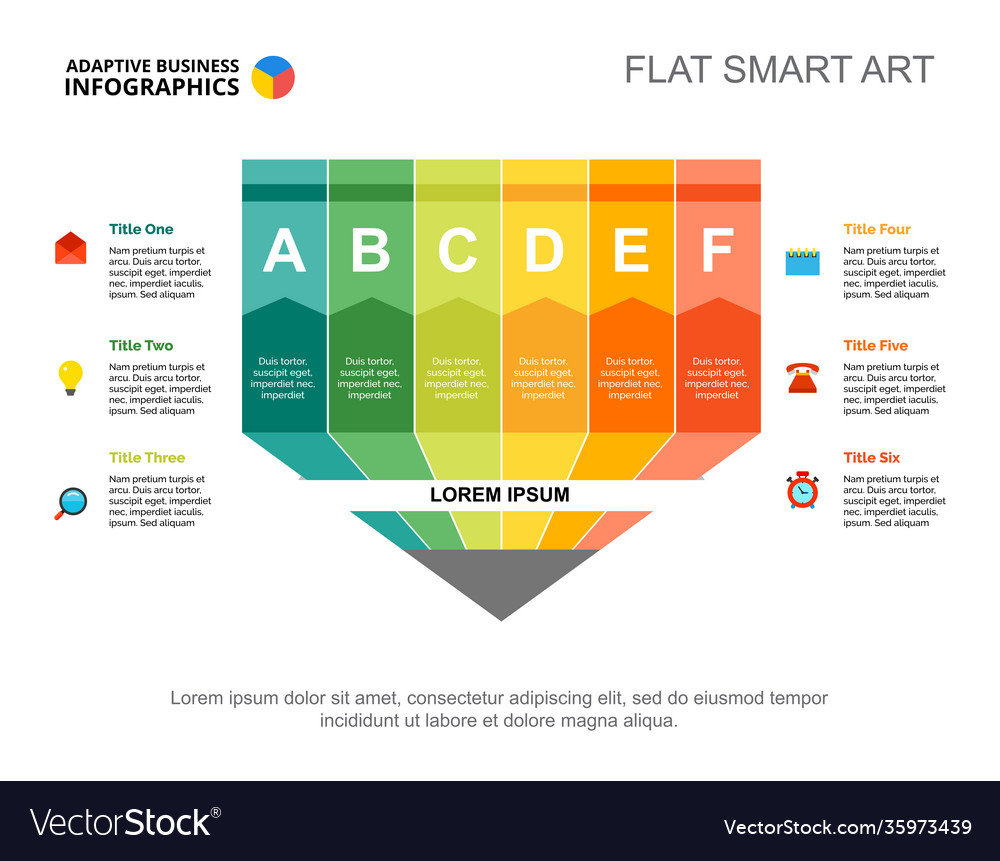 Six colors pencil process chart template Vector Image Six colors pencil process chart template Vector Image