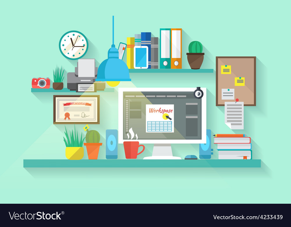 Workspace in room Royalty Free Vector Image - VectorStock