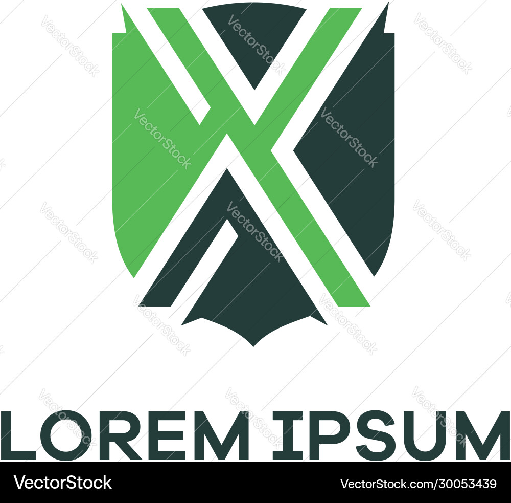X letter logo design letter in shield Royalty Free Vector