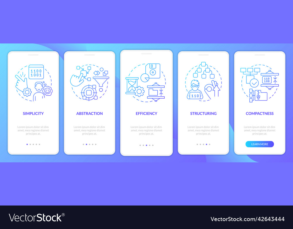 Features of programming languages blue gradient Vector Image