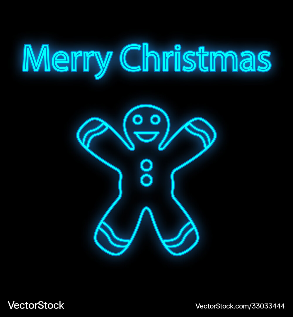 Gingerbread man neon sign ginger bread cookie Vector Image