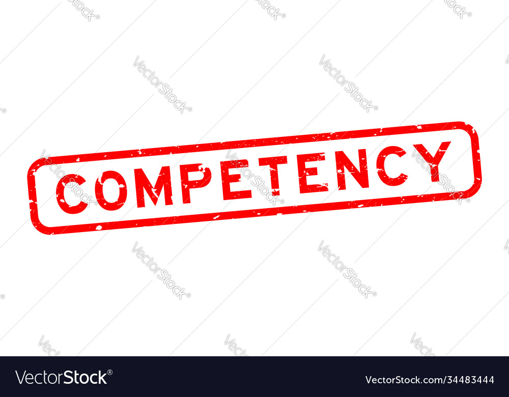 Grunge red competency word square rubber seal Vector Image