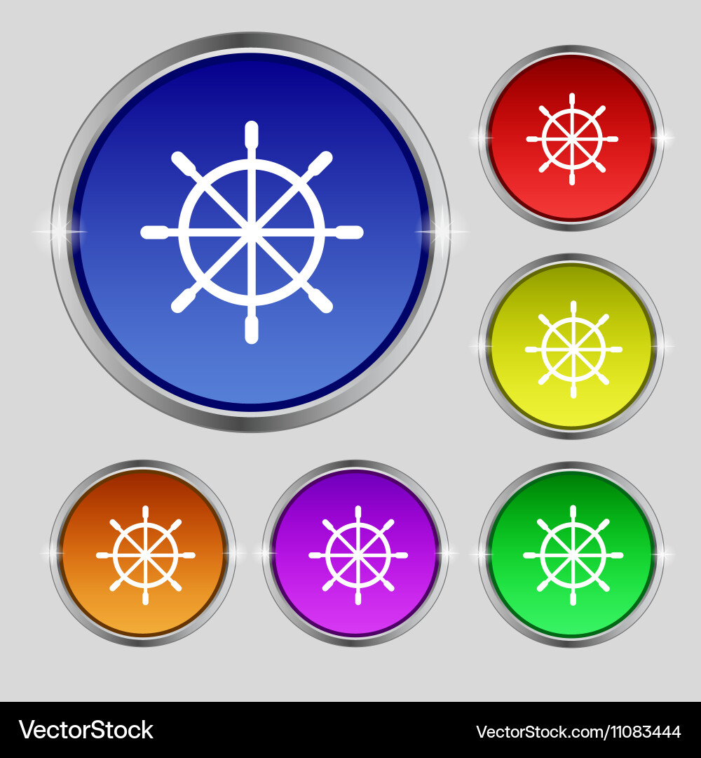 Ship steering wheel icon sign round symbol Vector Image