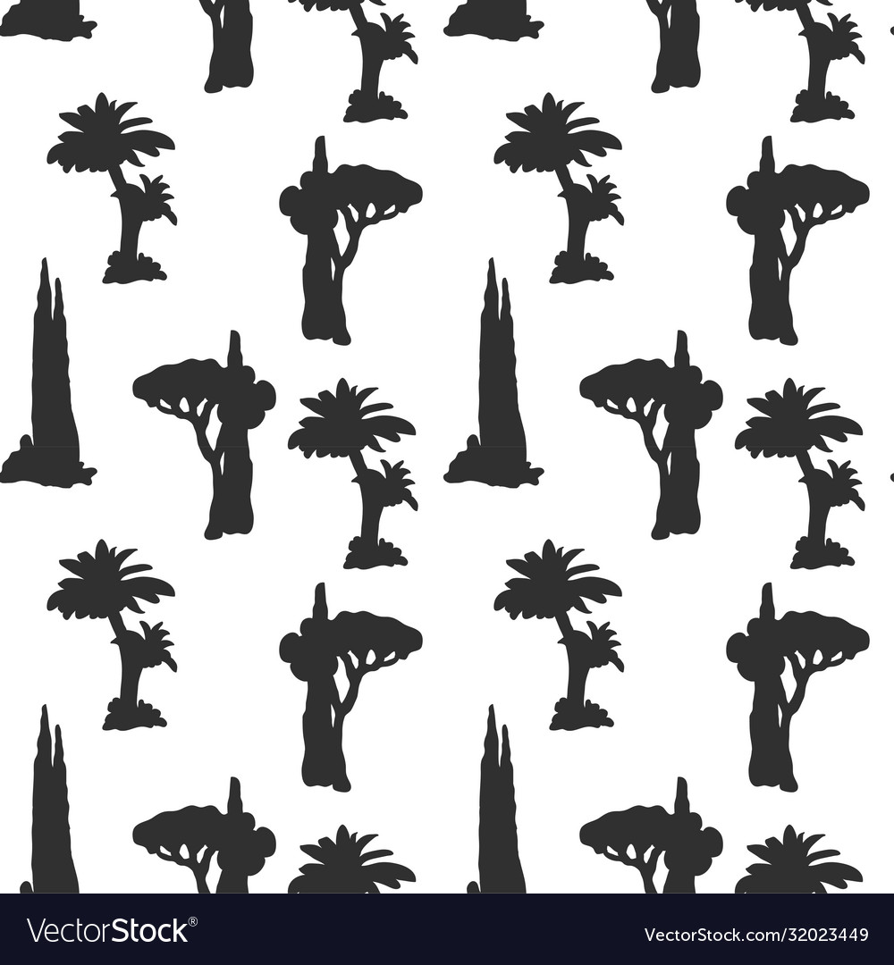 Desert trees pattern Royalty Free Vector Image