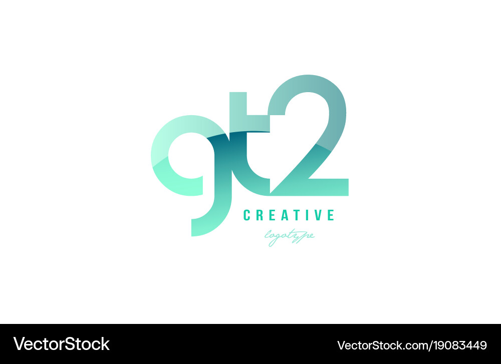 Green gradient pastel modern gt2 g t 2 alphabet Vector Image