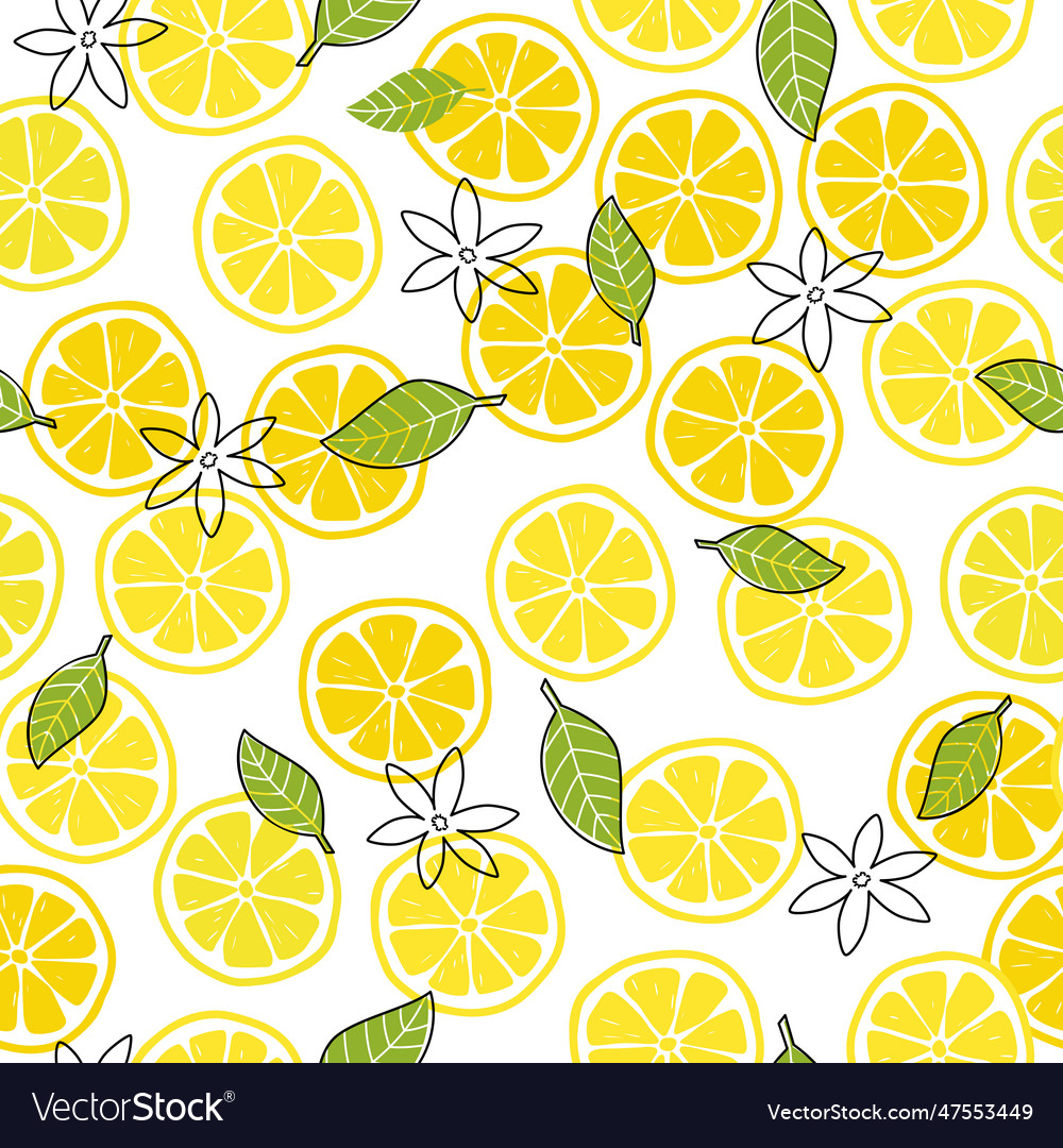 Lemons seamless pattern ripe lemon and lemon Vector Image