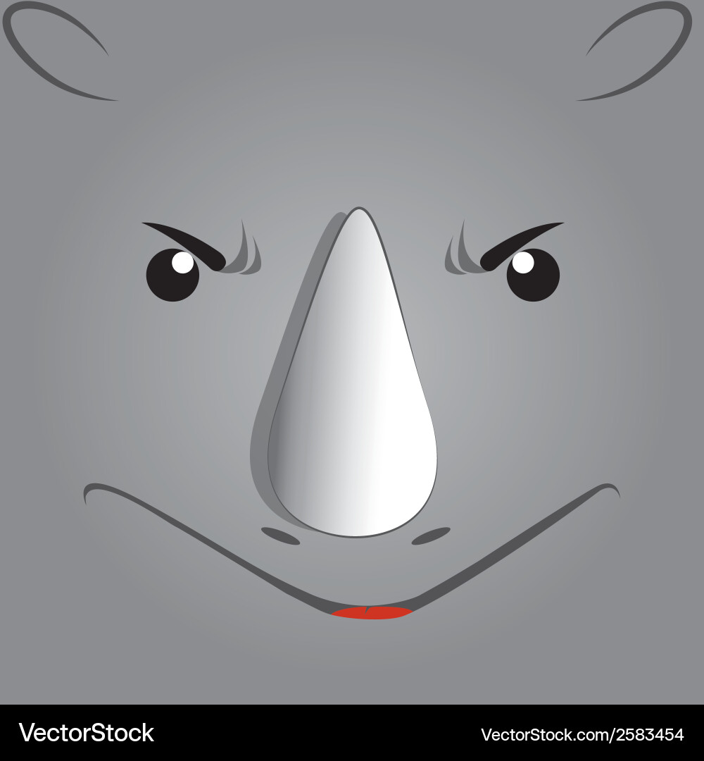 A grey face cartoon rhino Royalty Free Vector Image