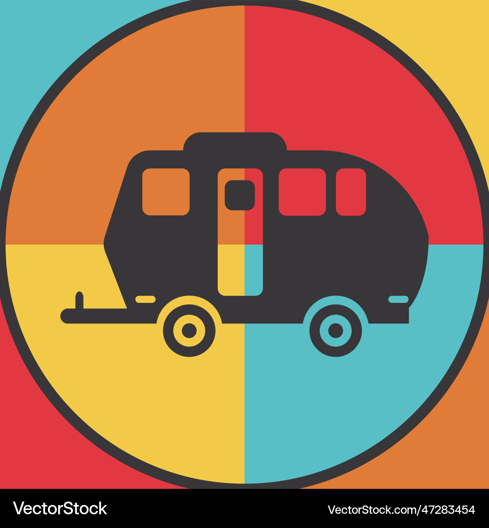 Retro square camping caravan Royalty Free Vector Image